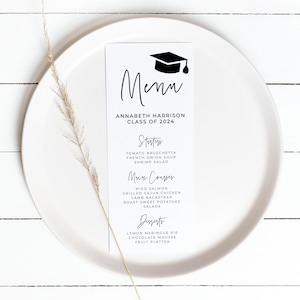 Minimalist Graduation Dinner Menu Template, Printable Modern Graduate ...