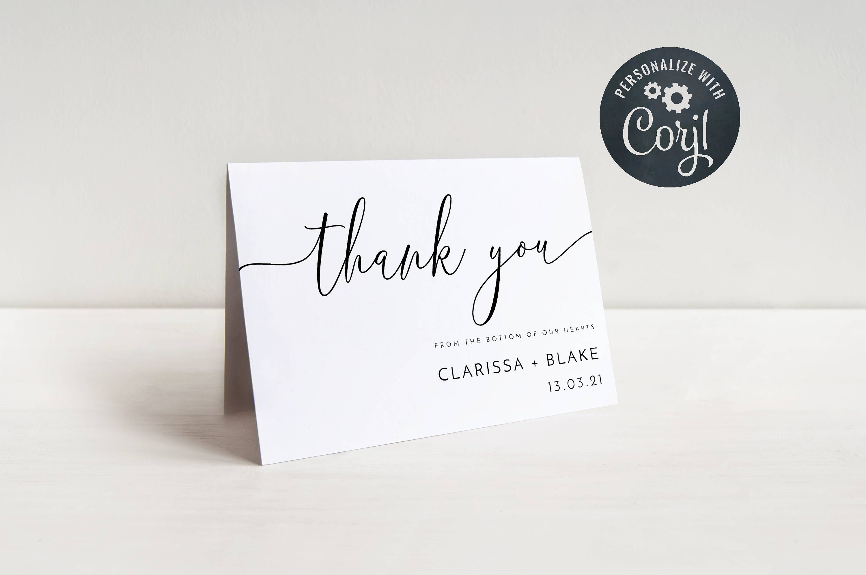 Minimalist Script Thank You Card Template Printable Modern | Etsy