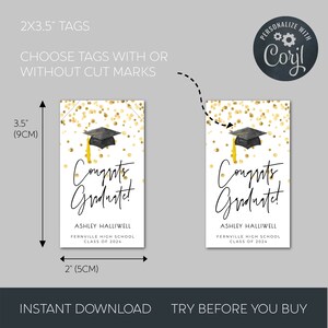 Graduation Thank You Favor Tag Template, Printable Confetti Modern Grad ...