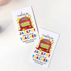 Jackpot Teacher Appreciation Gift Tag Template, Printable Teacher Thank ...