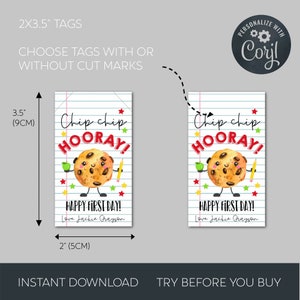 Chip Chip Hooray First Day of School Gift Tag Template, Printable ...