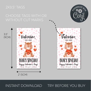 You Are Beary Special Gift Tag Template, Printable Teddy Bear Valentine ...
