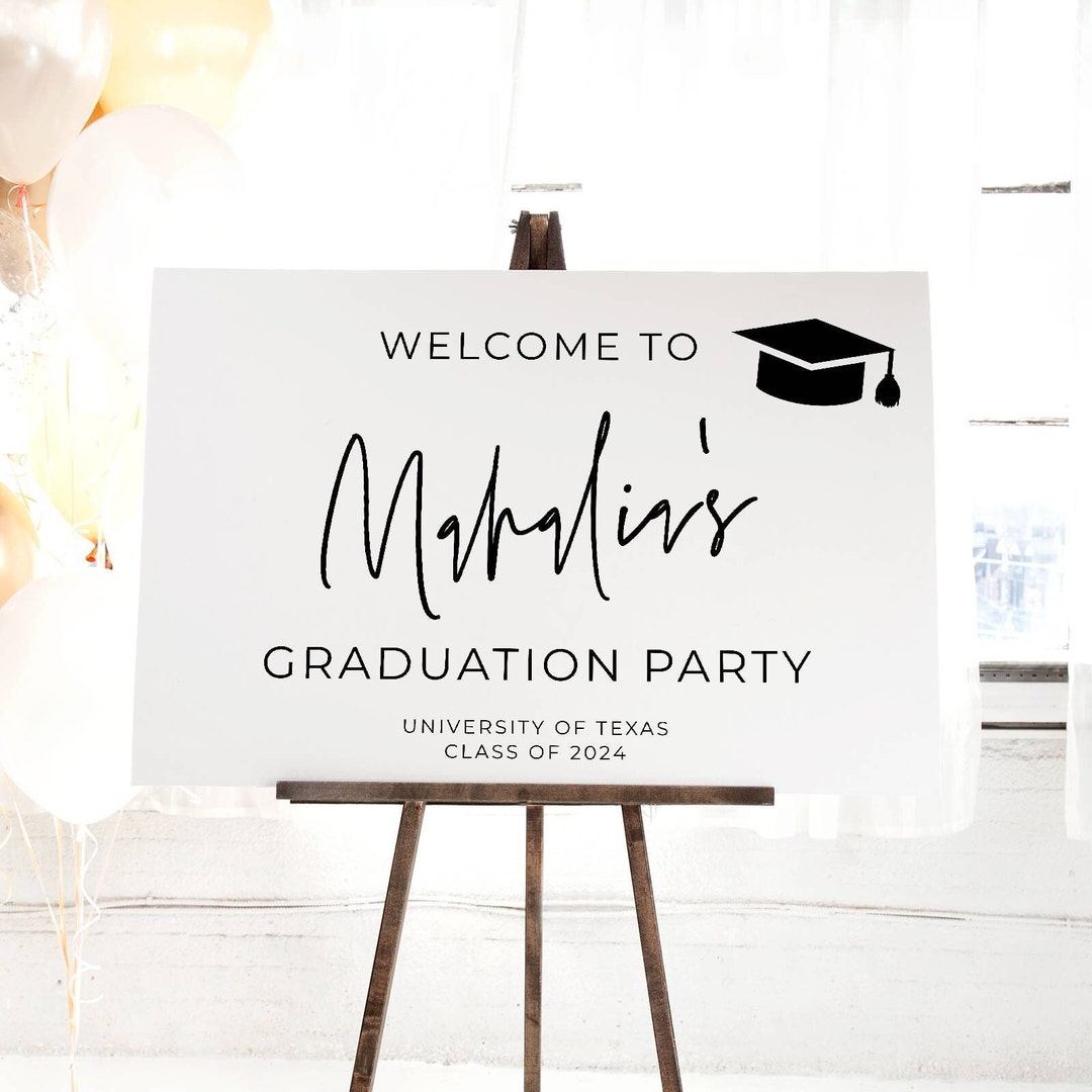 Modern Graduation Welcome Sign Template, Printable Minimalist Graduate ...