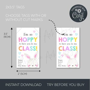 So Hoppy to Have You in My Class Gift Tag Template, Printable Easter ...