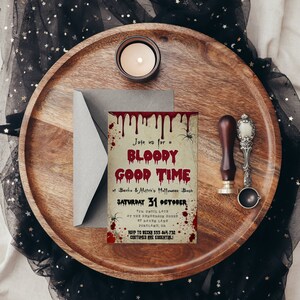 Bloody Good Time Halloween Invitation Template, Printable Scary Blood ...