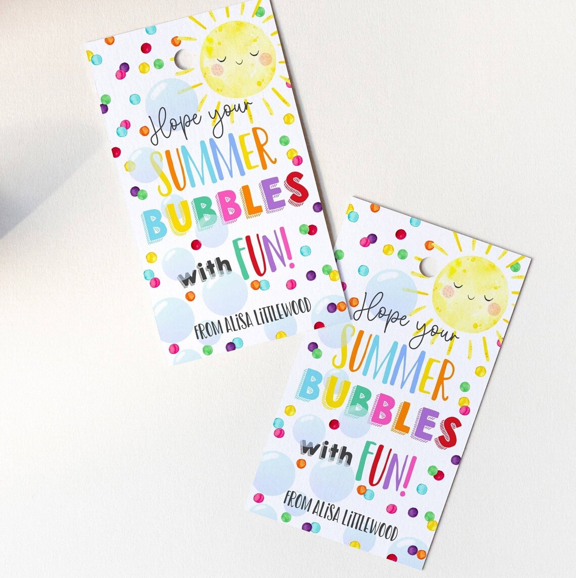 Hope Your Summer Bubbles With Fun Gift Tag Template Printable | Etsy