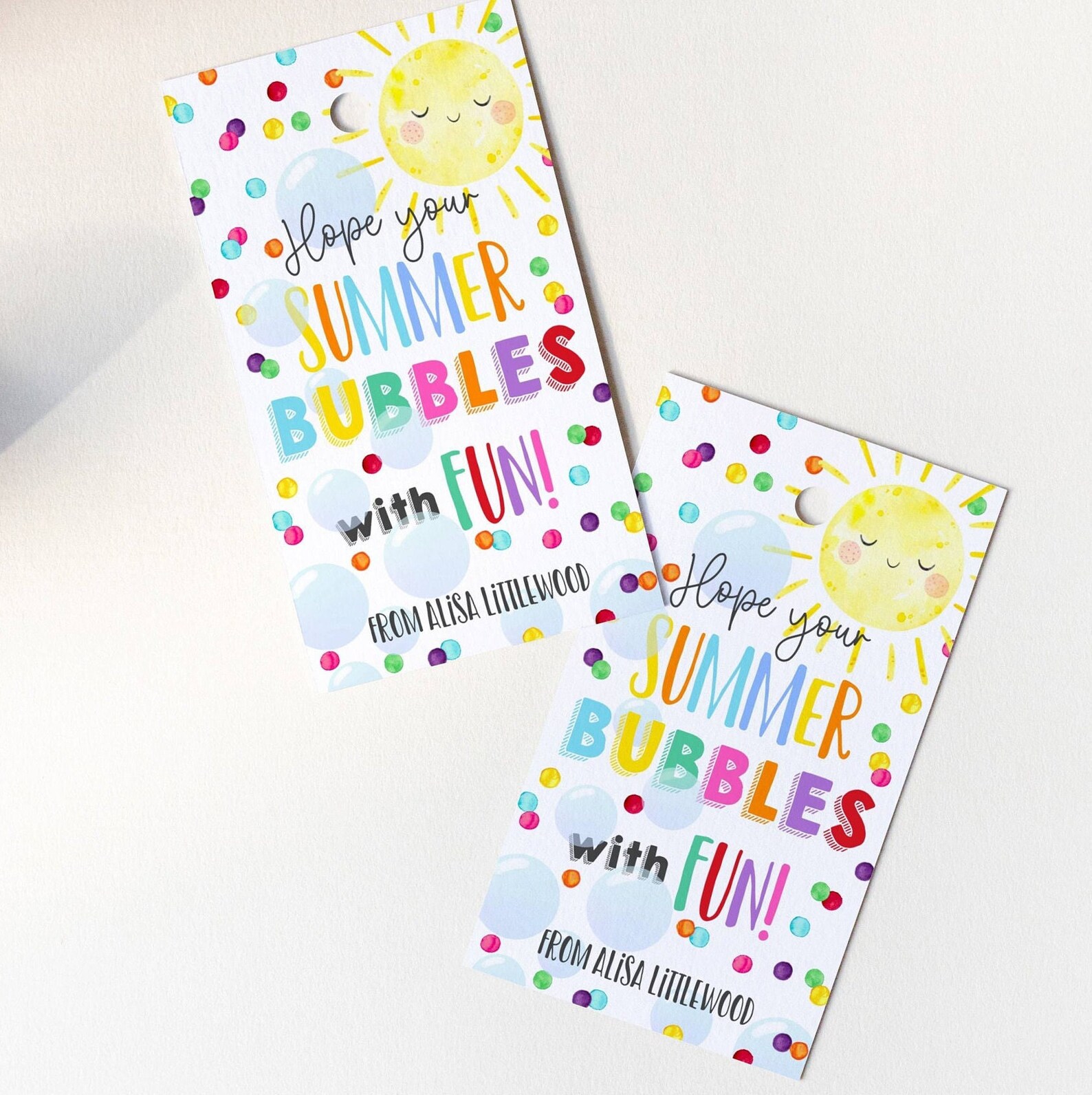Hope Your Summer Bubbles With Fun Gift Tag Template Printable | Etsy