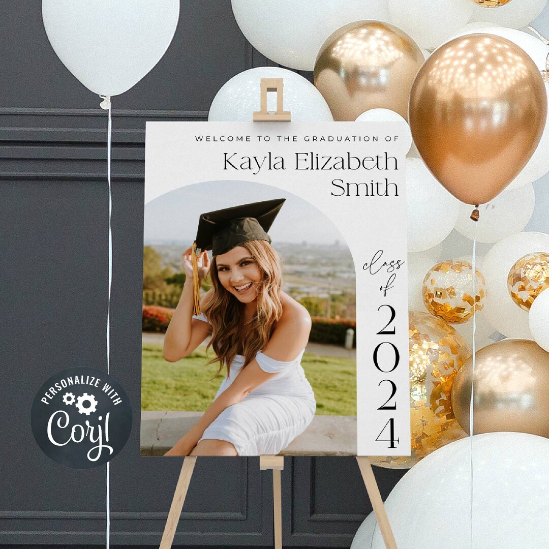 Arch Photo Graduation Welcome Sign Template, Printable Modern Class of ...