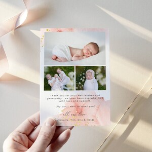 Pink & Gold Birth Announcement Template, Printable Photo Newborn Baby ...