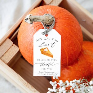 Minimalist Pumpkin Pie Thanksgiving Gift Tag Template, Printable Any ...