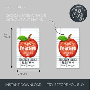 Apple Teacher Appreciation Week Gift Tag Template, Printable Teacher ...