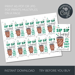 Sip Sip Hooray It's the First Day Gift Tag Template, Printable Back to ...