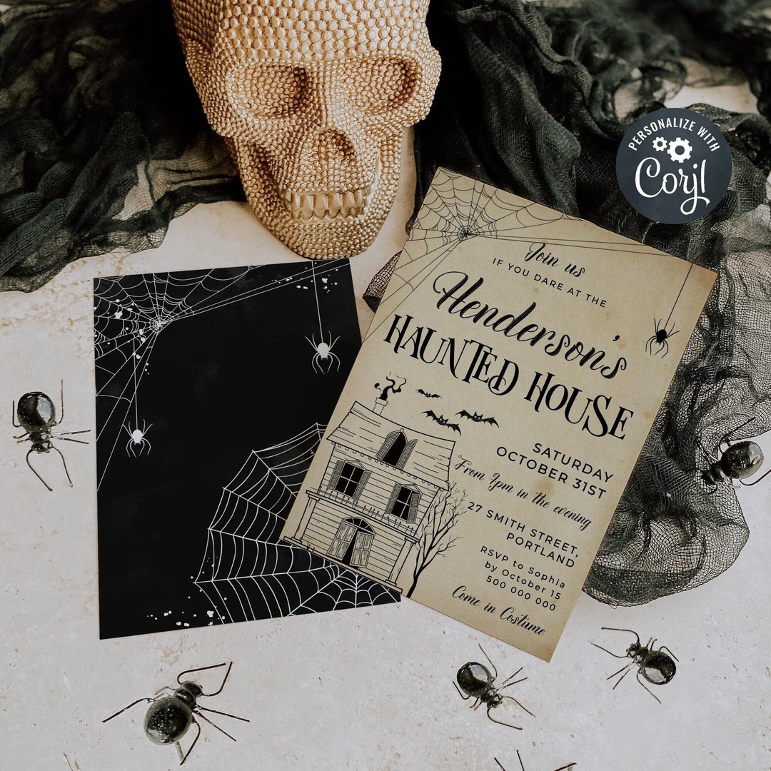 Haunted House Halloween Party Invitation Template, Printable Spooky ...