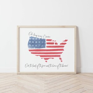 American Flag 4th of July Printable Wall Art, National Anthem ...
