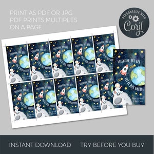 Valentine's Day Space Gift Tag Template, Printable You're Out of This ...