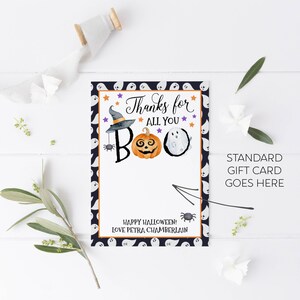 Halloween Gift Card Holder Template, Printable Thanks for All You Boo ...