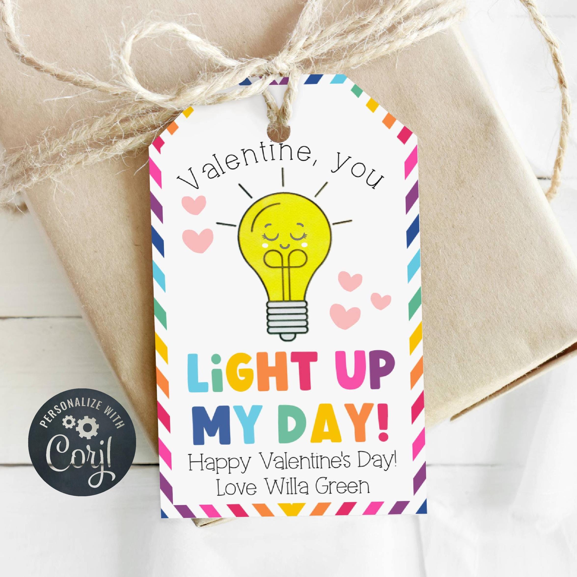 You Light up My Day Valentine Gift Tag Template, Printable Finger ...