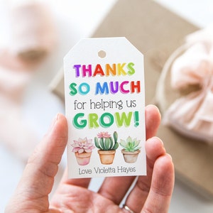 Succulent Teacher Appreciation Tag Template, Printable Thank You for ...