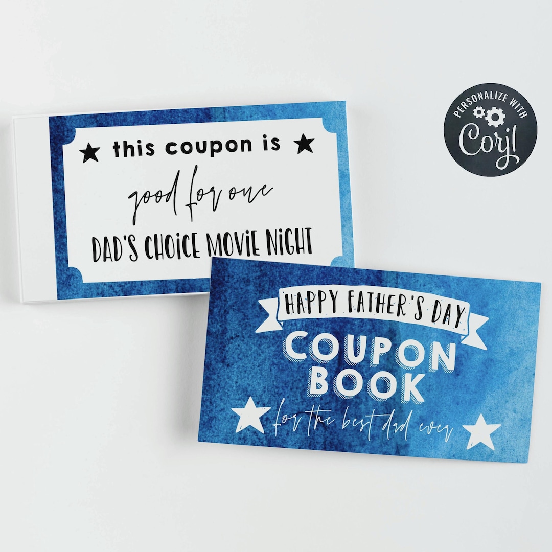Plantilla de cupón editable para el Día del Padre, cupones imprimibles ...
