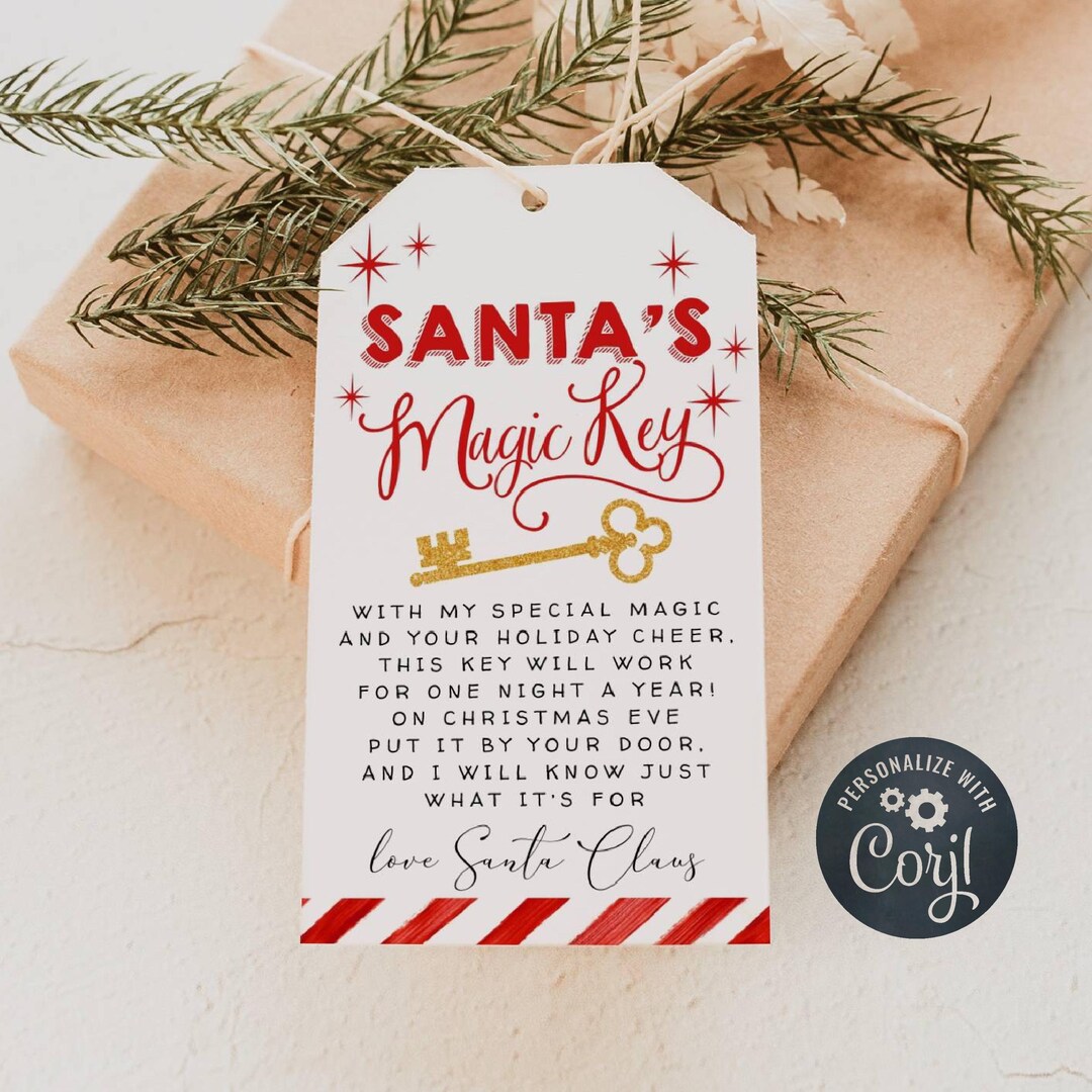 Editable Santa's Magic Key Tag Template, Printable Christmas Eve ...