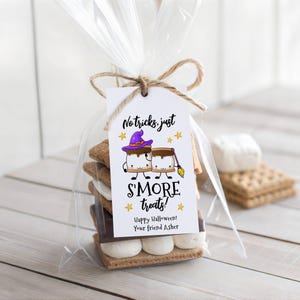 Halloween S'mores Gift Tag Template, Printable No Tricks Just Smore ...