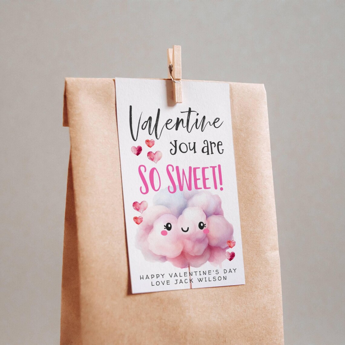 Cotton Candy Valentine's Day Gift Tag Template, Printable You Are so ...