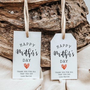 Minimalist Mother's Day Gift Tag Template, Printable Modern Heart ...