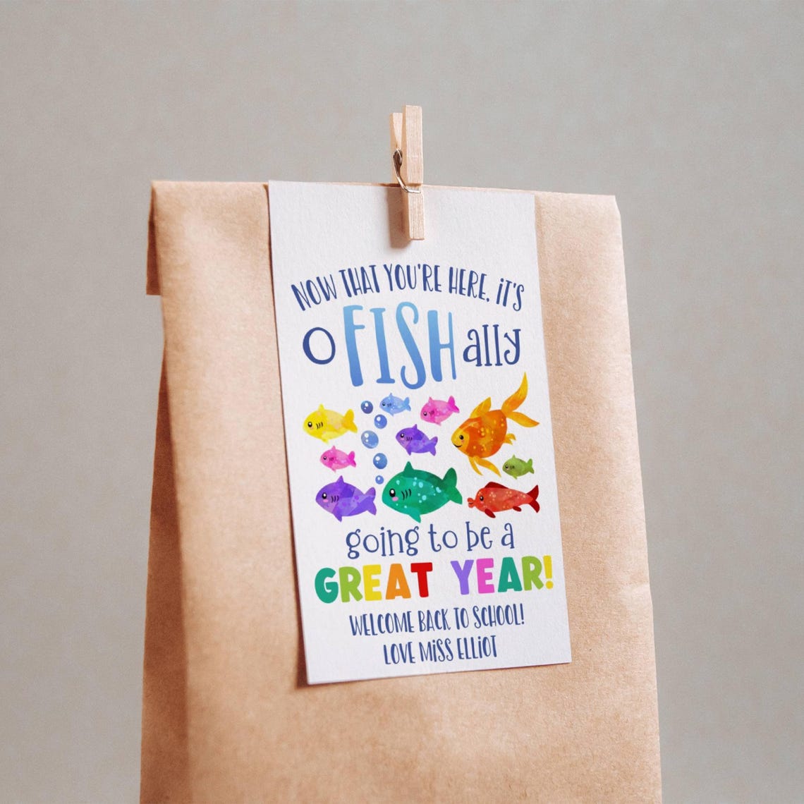 Back to School Fish Gift Tag Template, Printable O-fishally A Great ...
