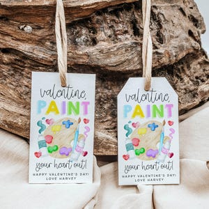 Paint Your Heart Out Valentine Gift Tag Template, Printable Kids ...