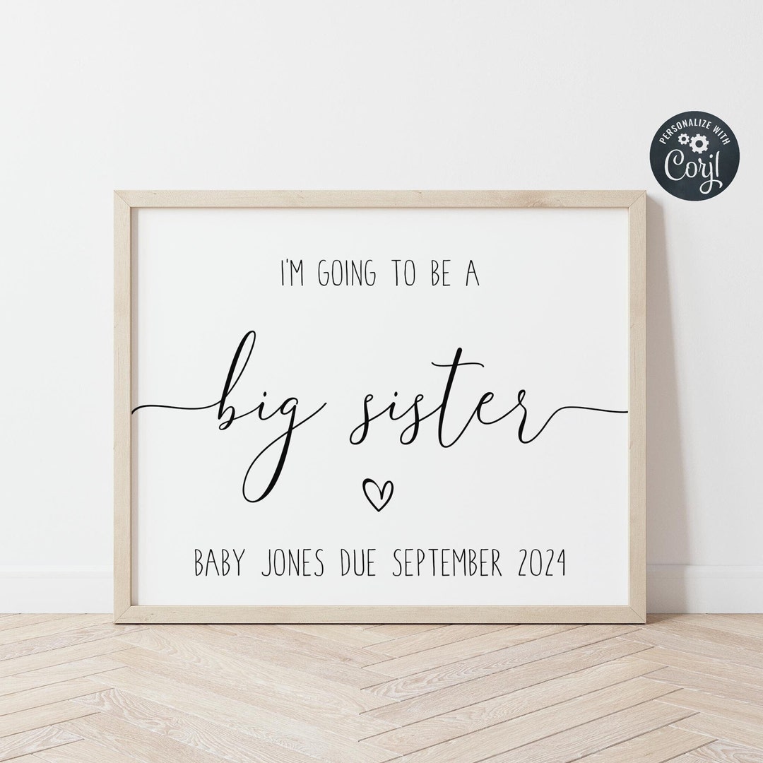 Big Sister Announcement Sign Template Printable Big Sister - Etsy