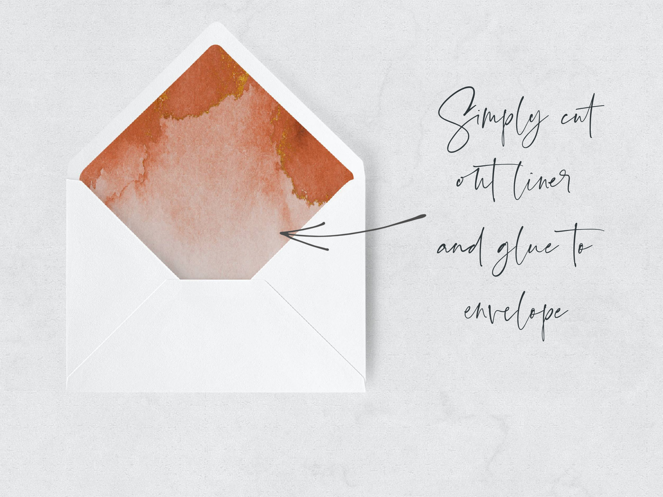 Rust & Gold Watercolor Envelope Liner Template Printable | Etsy