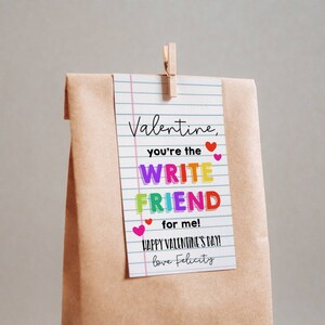 You Are the Write Friend for Me Valentine's Day Gift Tag Template ...