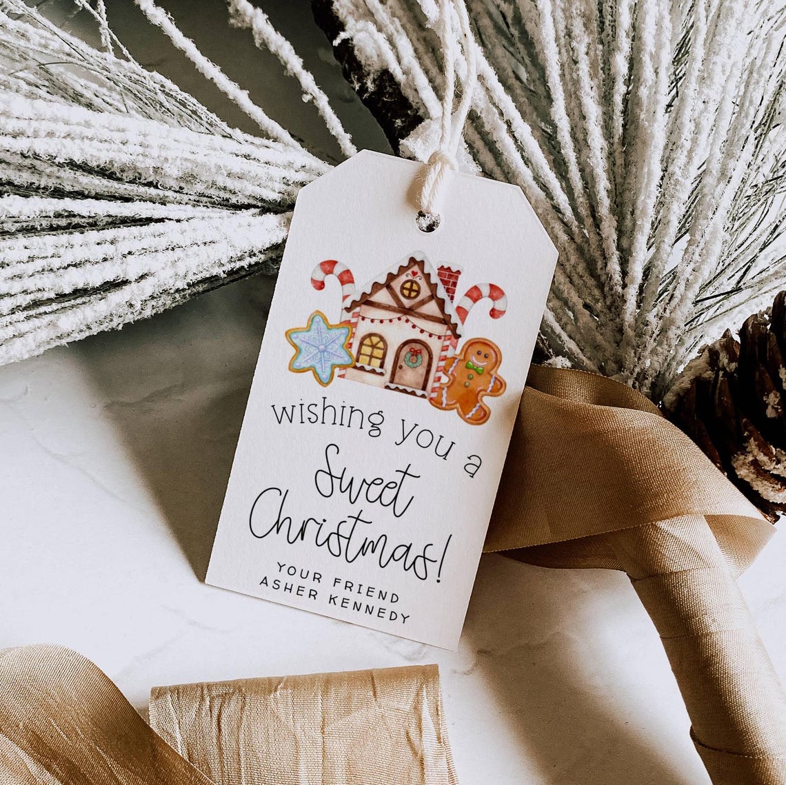 Sweet Christmas Gift Tag Template, Printable Holiday Favor Tag ...