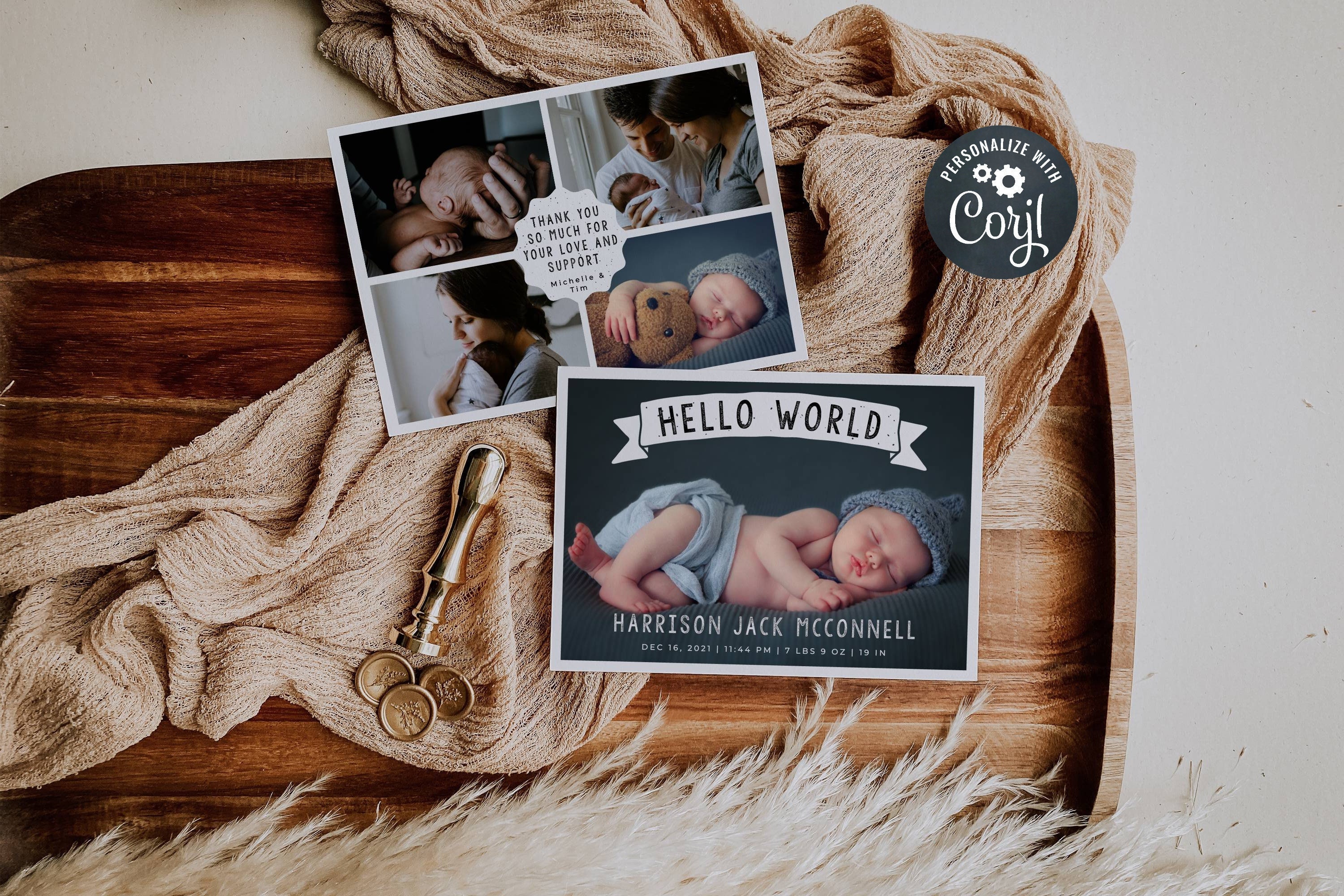 Hello World Birth Announcement Template Printable Newborn - Etsy