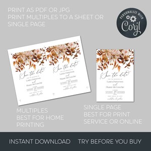 Boho Fall Save the Date Template, Printable Autumn Floral Wedding Save ...