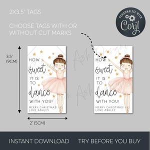 Dance Class Christmas Gift Tag Template, Printable Holiday Ballet ...