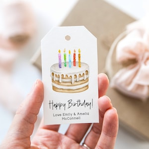 Printable Happy Birthday Gift Tag Template, Birthday Cake and Candles ...