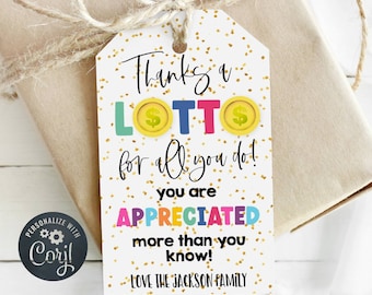 EDITABLE Thank You a Lottery Gift Card Holder, Printable Teacher ...