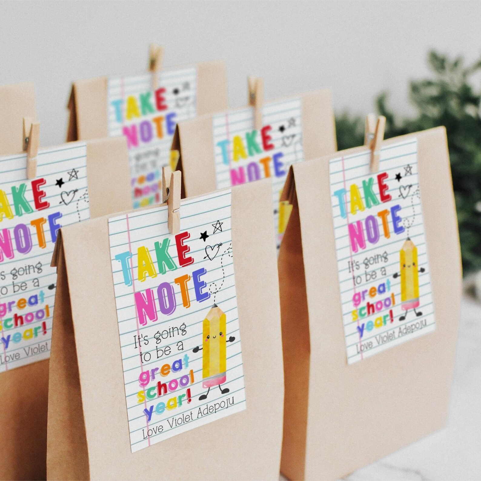 Take Note Back to School Gift Tag Template, Printable First Day of ...