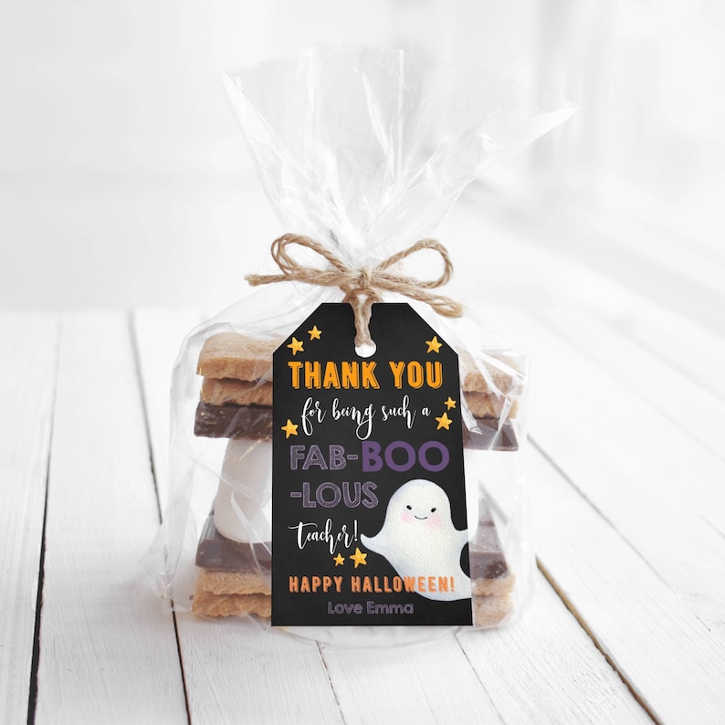 Halloween Teacher Gift Tag Template Printable Fab-boo-lous - Etsy