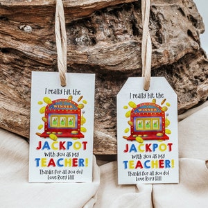 Jackpot Teacher Appreciation Gift Tag Template, Printable Teacher Thank ...