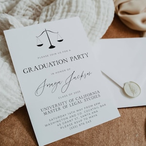 Law School Graduation Party Invitation Template, Printable Justice ...