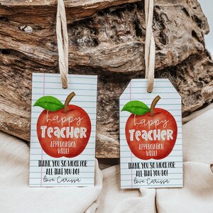 Apple Teacher Appreciation Week Gift Tag Template, Printable Teacher ...