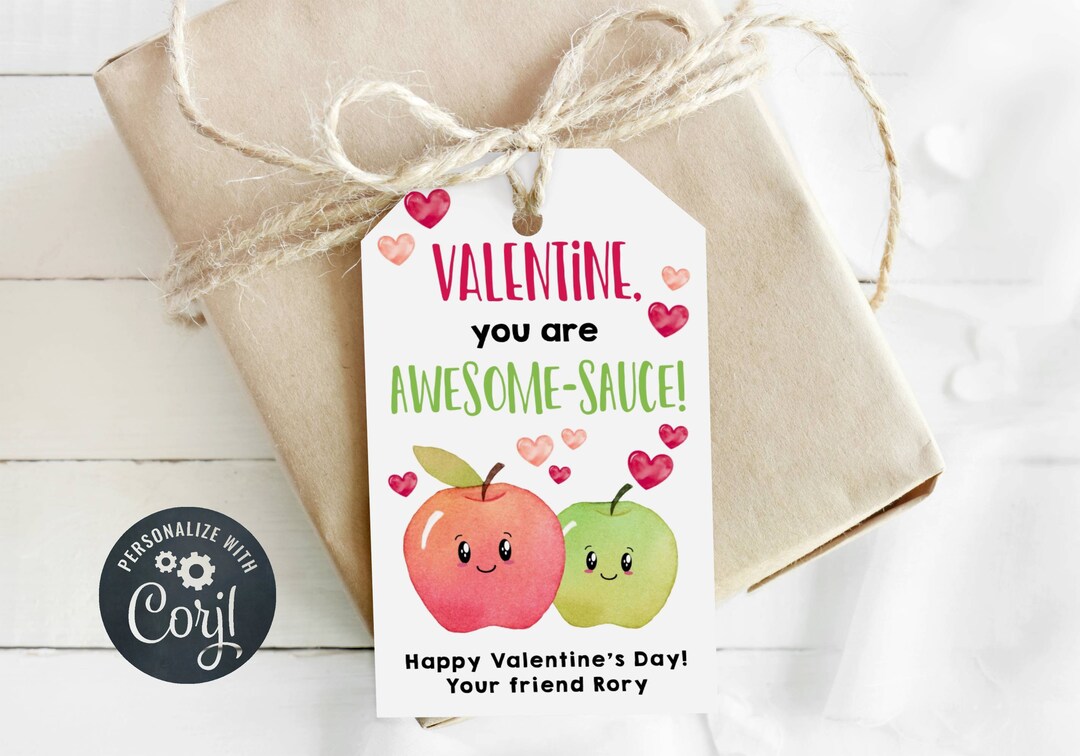 Applesauce Valentine Gift Tag Template You Are Awesome-sauce - Etsy
