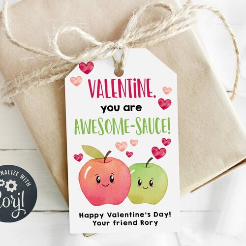 EDITABLE Valentine Applesauce Tags You Are Awesome-sauce - Etsy