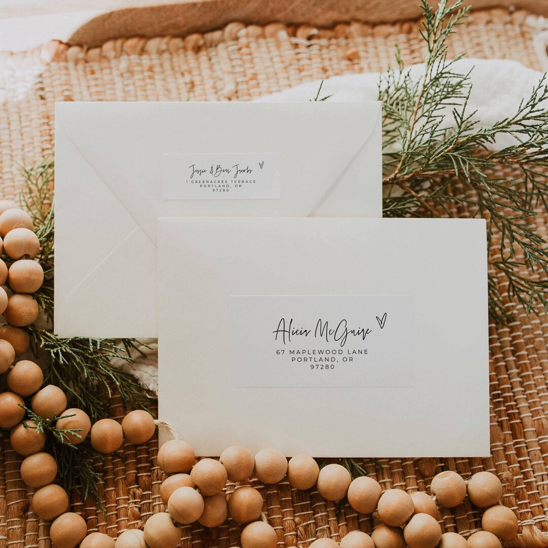 Modern Wedding Address Label Template, Printable Minimalist Envelope ...