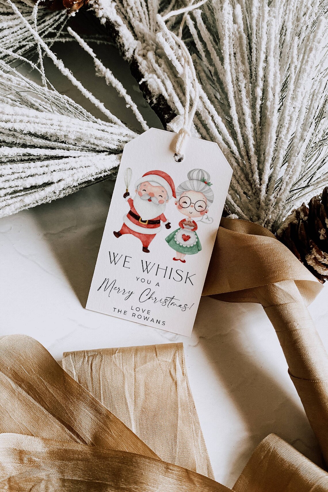 We Whisk You A Merry Christmas Tag, Printable Christmas Cute Santa Gift ...