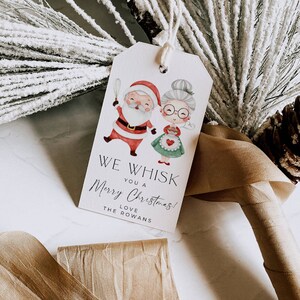 We Whisk You A Merry Christmas Tag, Printable Christmas Cute Santa Gift ...