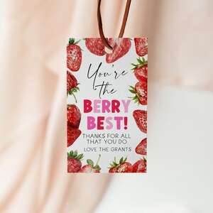 You're the Berry Best Gift Tag Template, Printable Strawberry Teacher ...