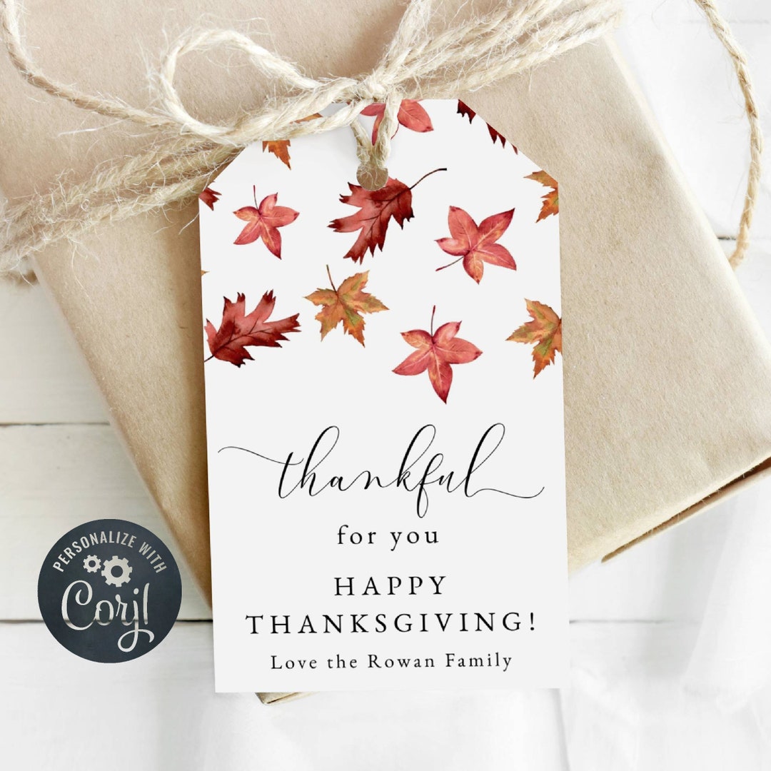 Printable Thanksgiving Favor Tag Template, Autumn Leaves Friendsgiving ...